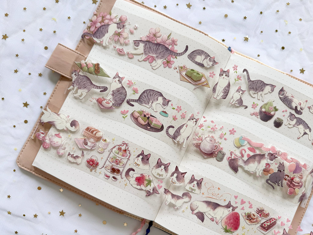 Frolicking Cats: Afternoon Tea Cat PET Tape – Papergame