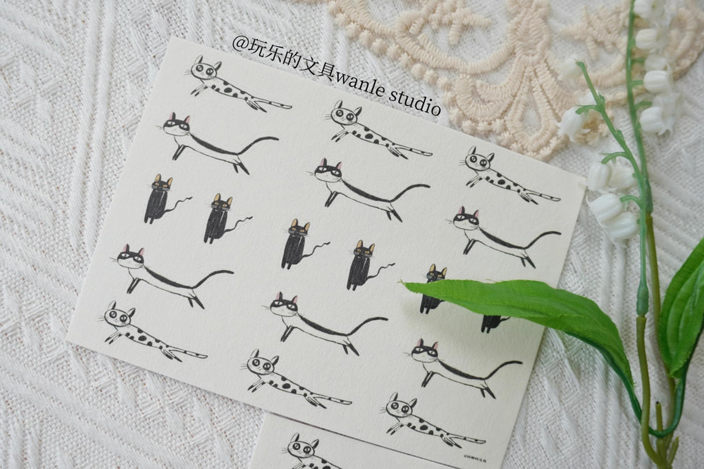 Wanle Studio Sticker Sheet: Black Cats – Papergame