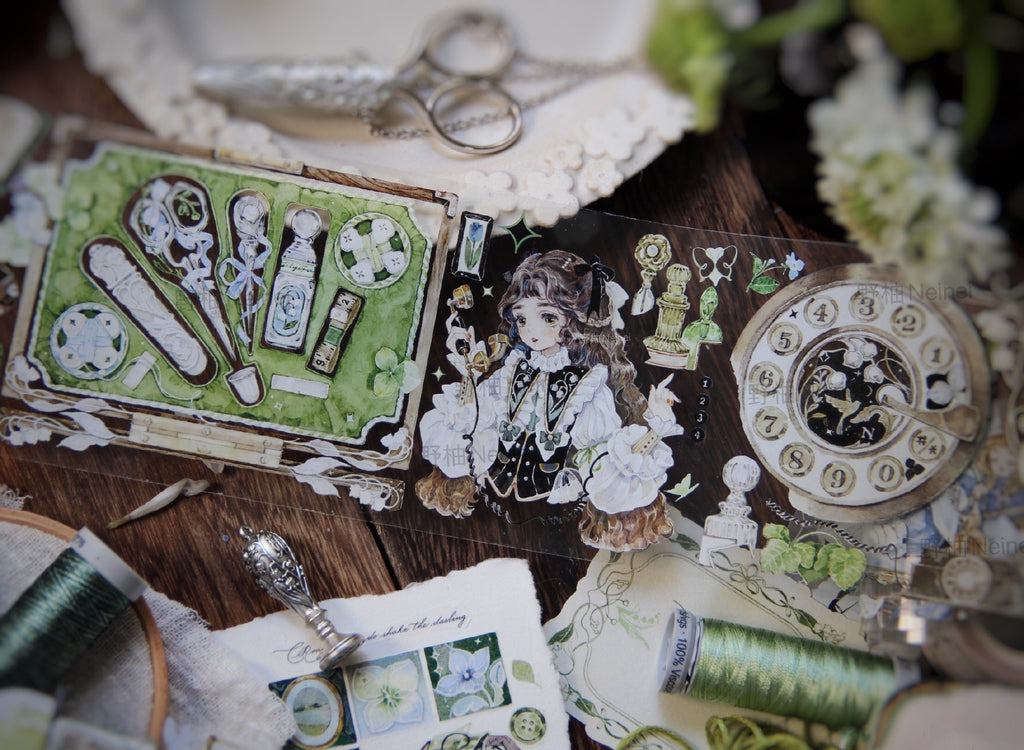 Neinei Illustration Tape Sample: Green Embroidery – Papergame