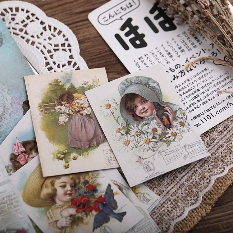 Vintage Girls Illustration Stickers Pack – Papergame